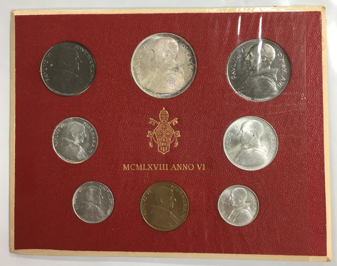 1968 Vatican City Souvenir Coin Set Mcmlxviii Anno Vi Uncirculated