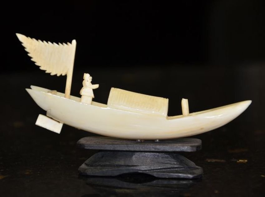 Antique Ivory Boat Carving