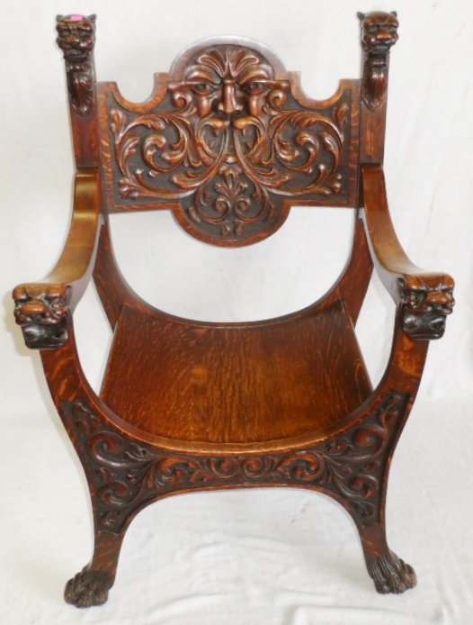 Mahogany Carved Northwind Chair - Jan 01, 2014 | Leonard's Auction ...