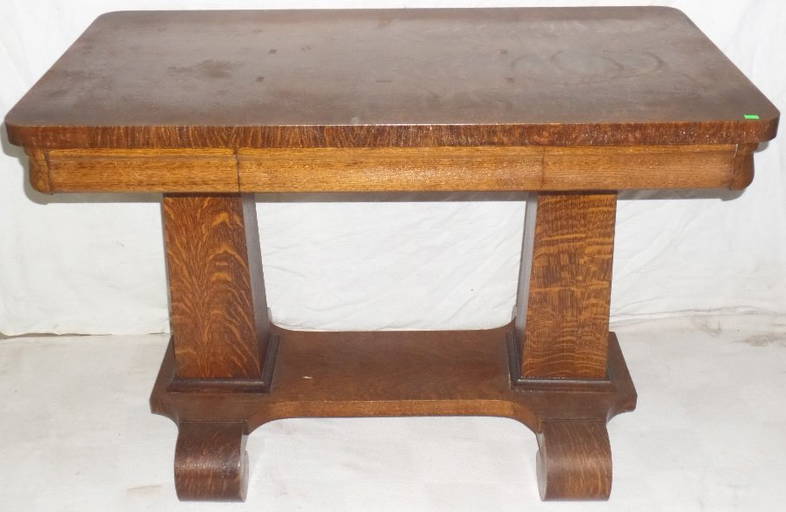 Tiger Oak Library Table With Drawer