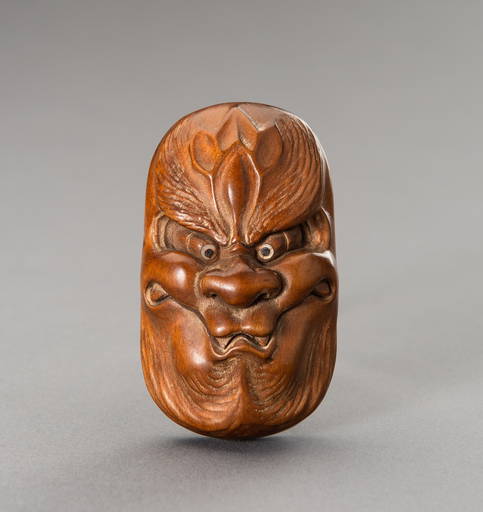 HOZAN: A WOOD SHUNGA NETSUKE OF A BAKEMONO MASK - Jun 29, 2022 ...