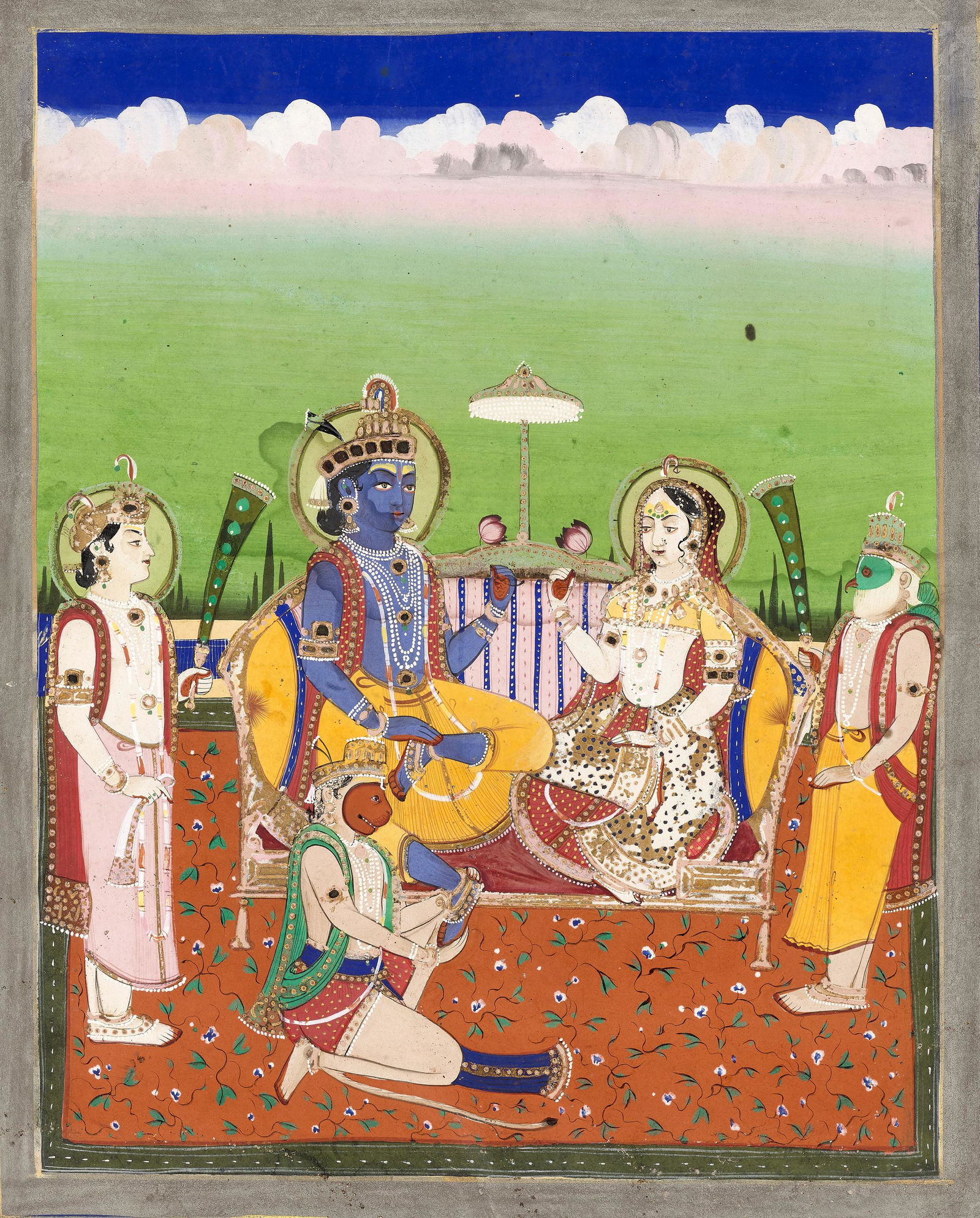 An Indian Miniature Painting Of Rama And Sita