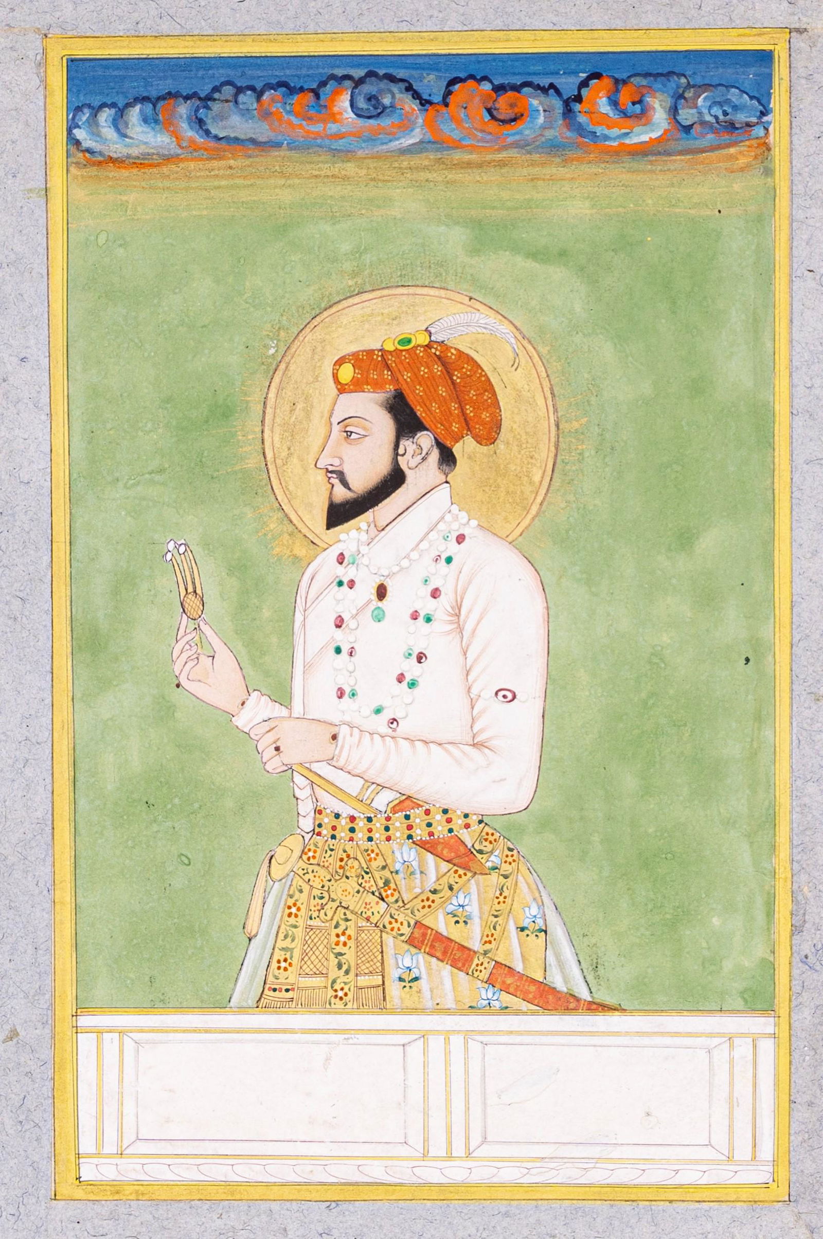 AN INDIAN MINIATURE PAINTING OF THE MUGHAL EMPEROR AURANGZEB, c. 1900s ...