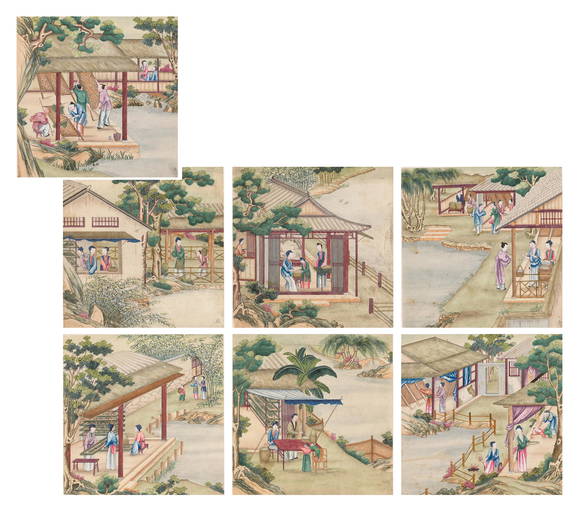 Seven 'silk Production' Paintings, After Jiao Bingzhen (fl. 1689 1726 ...