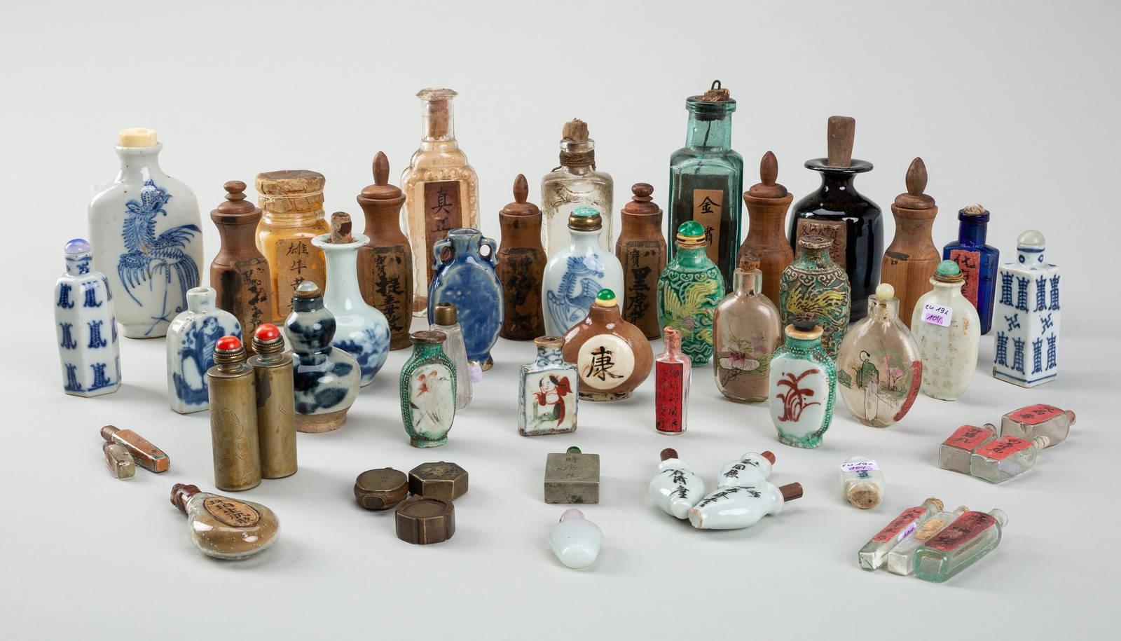 A Group Of 50 Snuff Bottles And Medicine Bottles, C. 1920s Auction