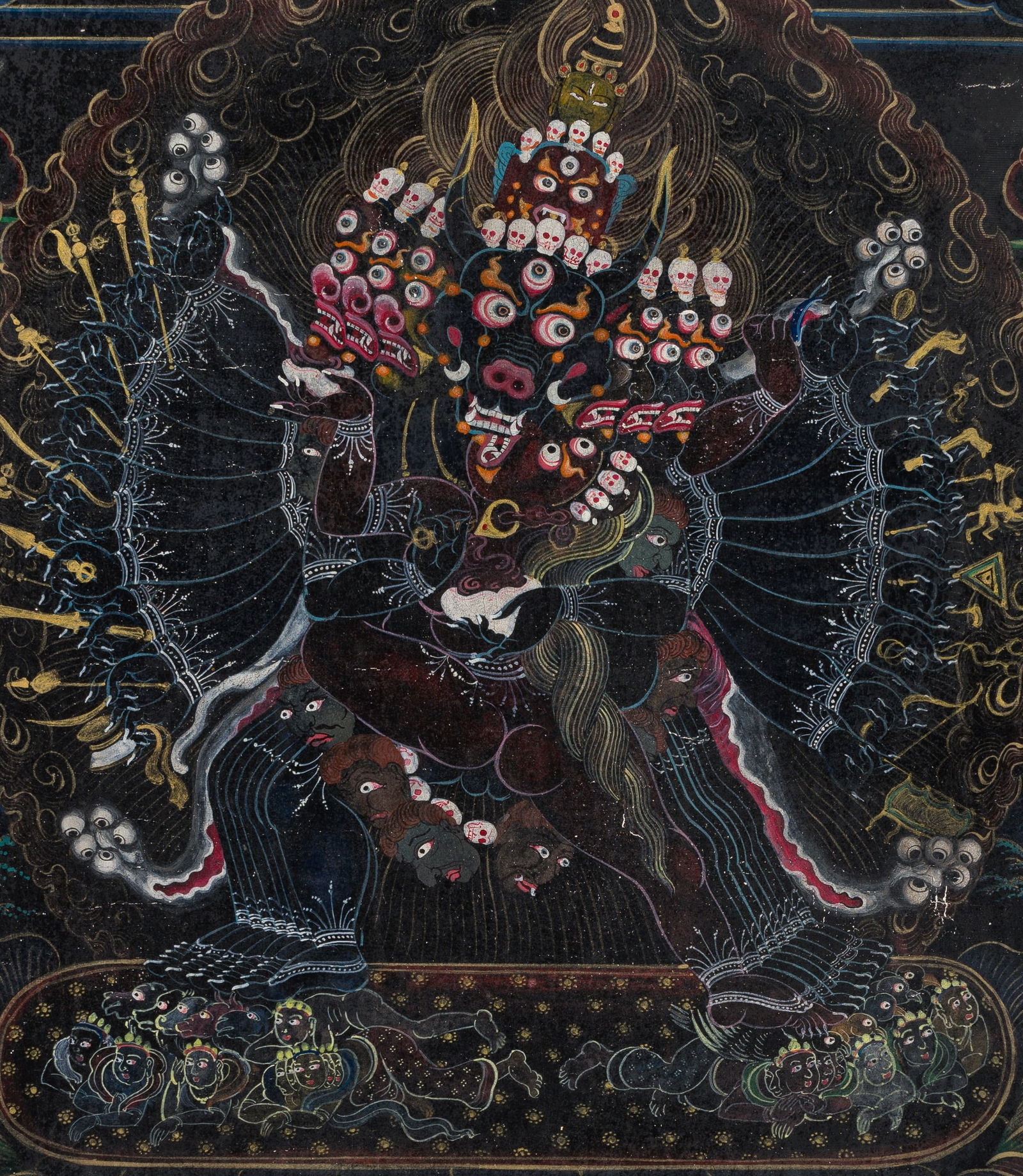 A Black-ground Thangka Of Yamantaka, 19th-20th Century Auction