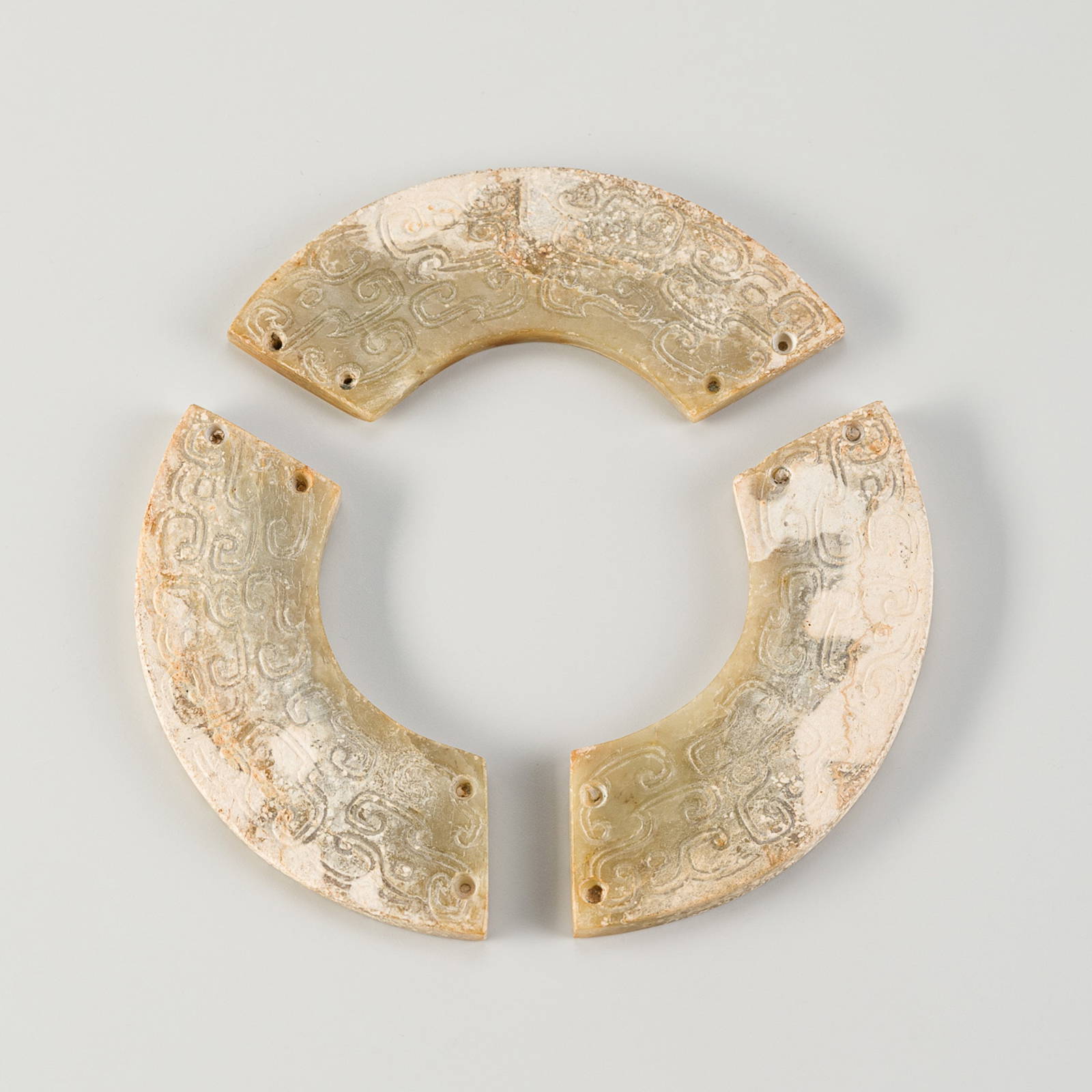 A Three-part Jade Disk, Bi, Eastern Zhou Dynasty Auction