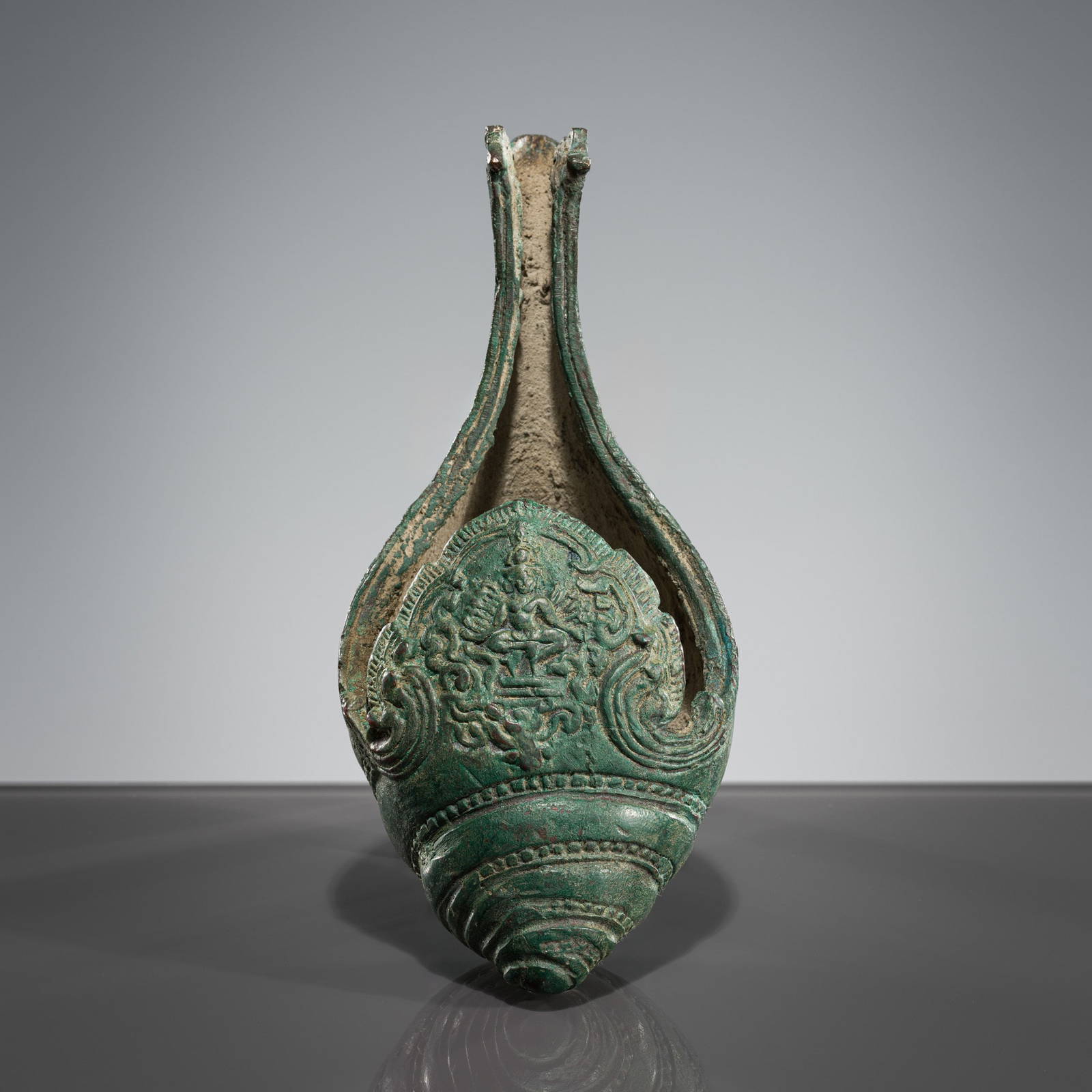 A Bronze Ritual Conch Shell With A Dancing Figure Of Hevajra, Angkor ...