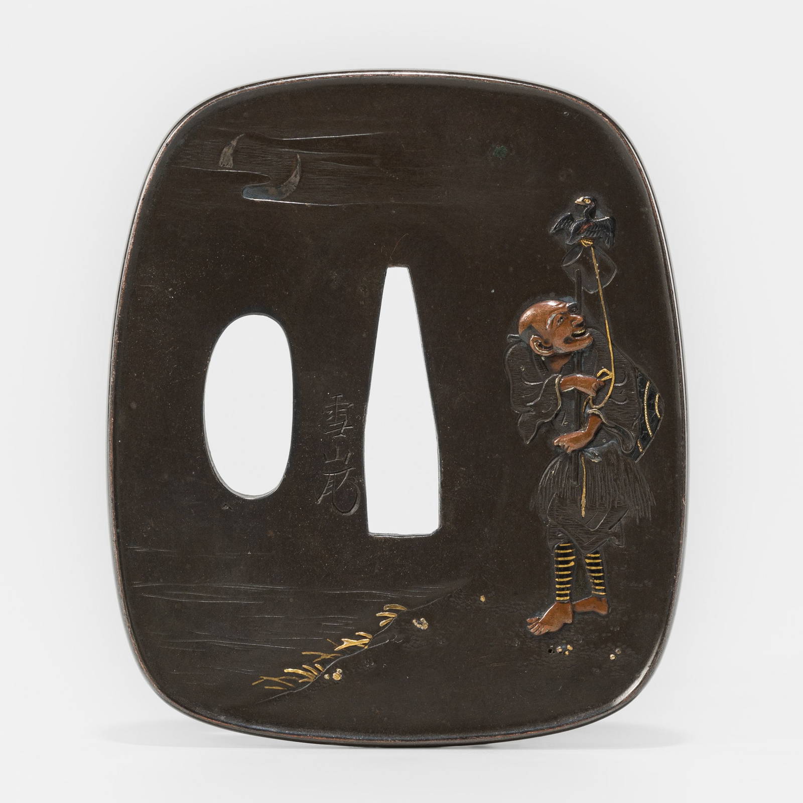 Setsusan: A Fine Shibuichi Tsuba Of A Cormorant Fisherman Auction