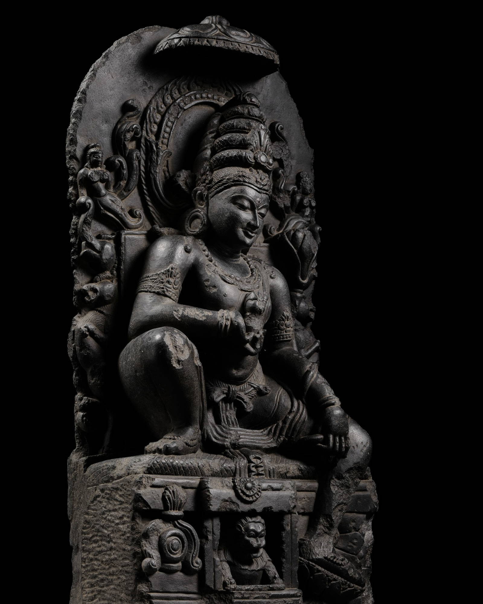 A Rare Black Stone Stele Depicting Vajrapani, Pala Period, 10th-12th ...