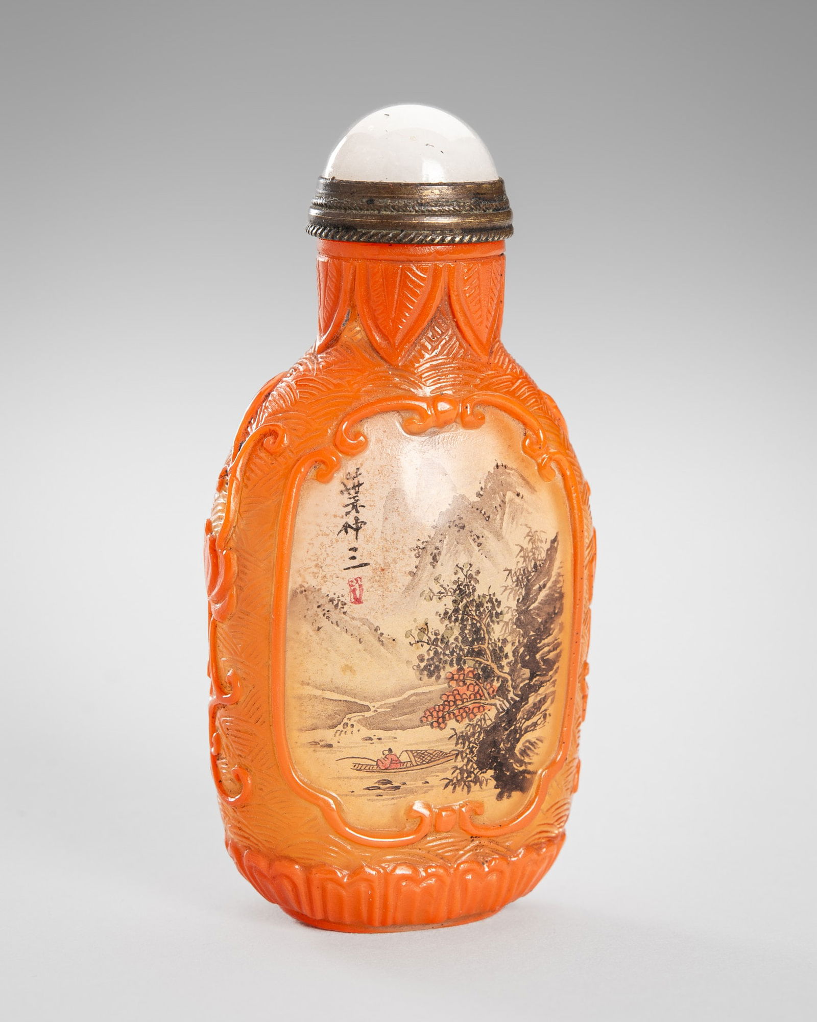 An Inside Painted And Overlaid Glass Snuff Bottle, After Ye Zhongsan ...