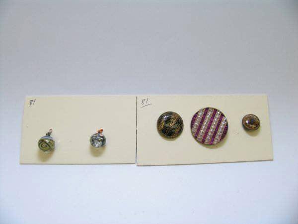 2 Paper Weight Buttons, 3 Glass Buttons Set In Me