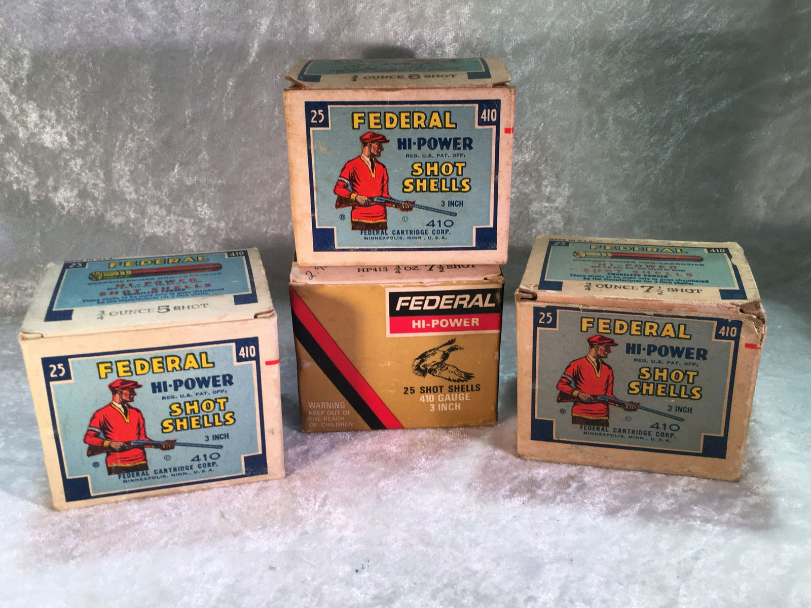 (4) Vintage Federal Hi Power 410 Ga. Shotgun Shell One