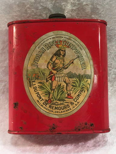 Indian Rifle Gun Powder Can E.i. Dupont De Nemours