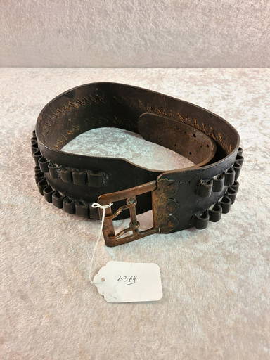 Vintage Letaher Rifle Ammo Belt. Buckle Signed "chester