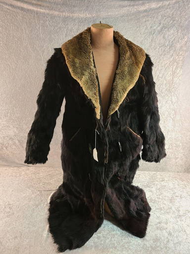Vintage Bear Skin Fur Coat With Sheep Skin Collar.