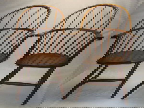 Pair Of Sack Back Windsor Arm Chairs