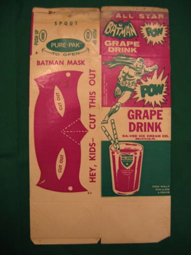Batman Grape Drink Original Cardboard Container