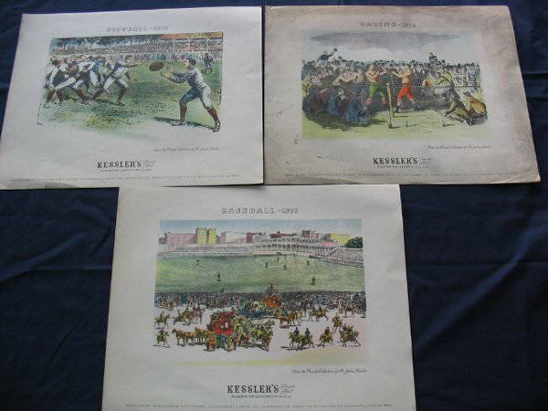 Vintage Kessler Prints Of Baseball, Football & Bo