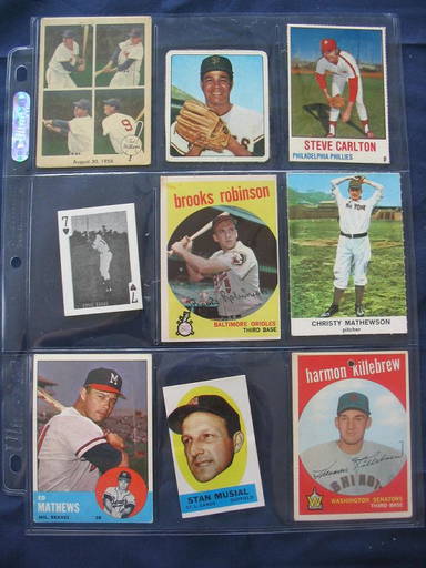Sheet Of Vintage Hall Of Famer Baseball Cards Math