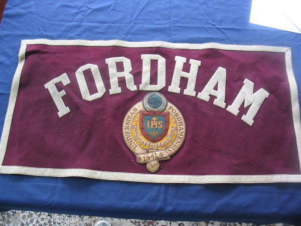 Fordham University Banner Circa 1920's Sewn On Let