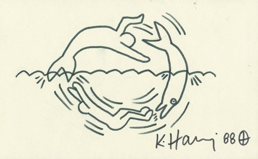 Keith Haring: Man Swimming With Dolphins.