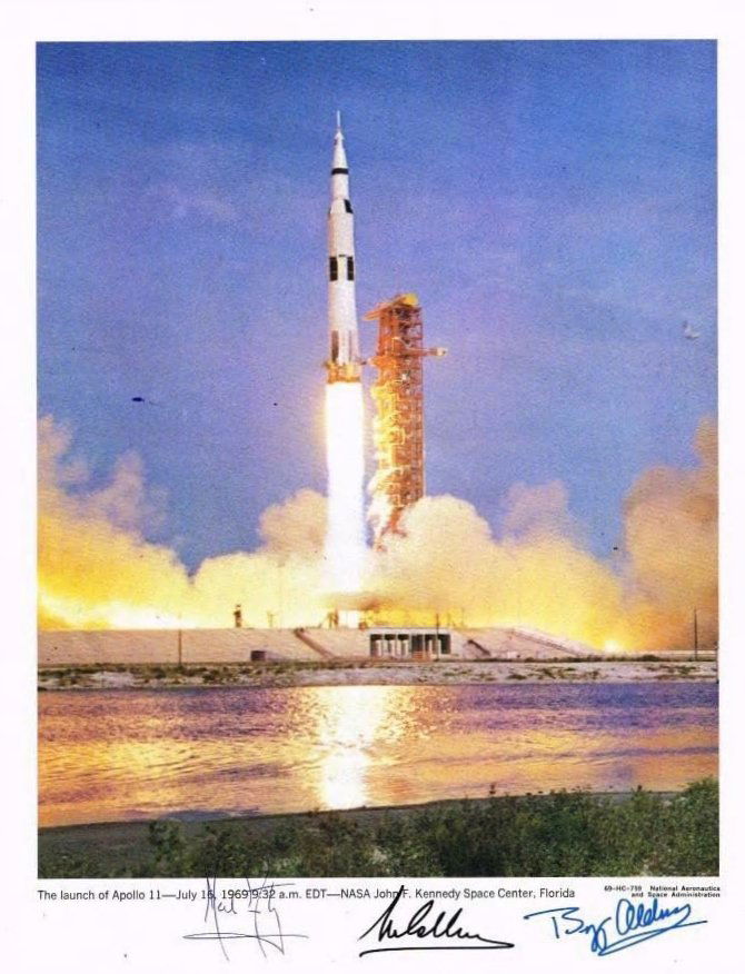 The Launch Of Apollo 11 Kennedy Space Center Litho.