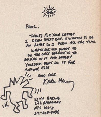 Keith Haring Handwritten Letter.