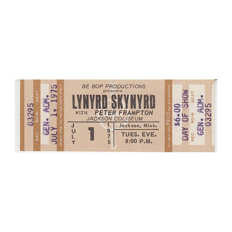 Lynyrd Skynyrd - 1975 Concert Ticket