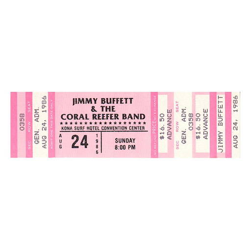 Jimmy Buffett 1986 Vintage Concert Ticket