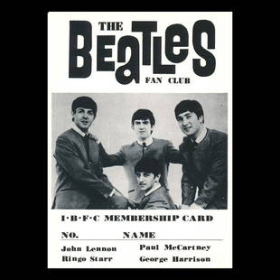 Original Autographed Beatles Fan Club Card