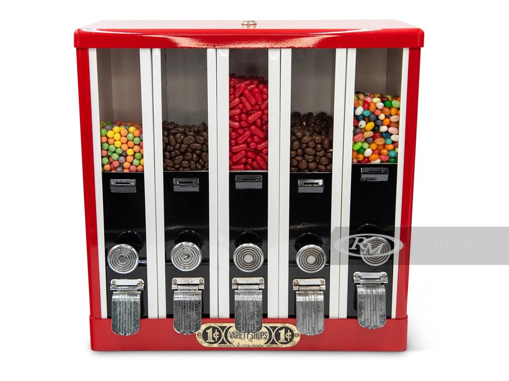 Variety Shops 1¢ Five Column Vending Candy Machine
