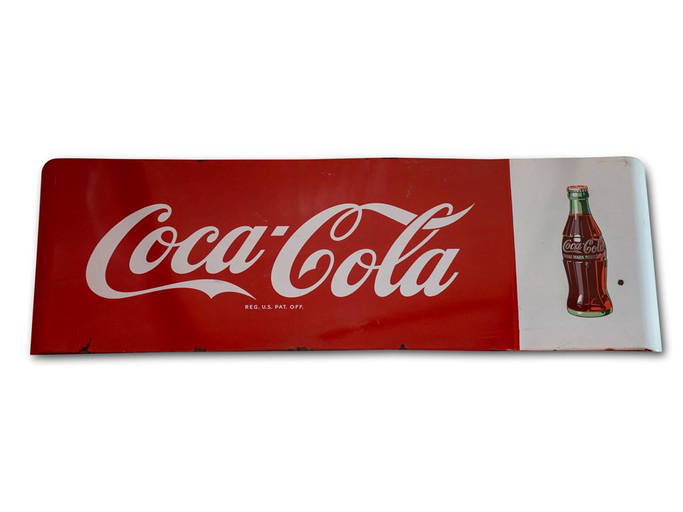 Large Coca Cola Enameled Metal Sign
