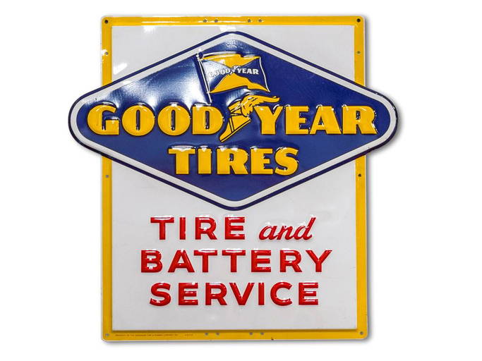 Goodyear Tires Painted Tin Sign