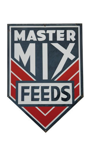 3578: MASTER MIX FEEDS SIGN Original porcelain Master