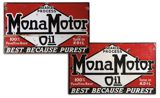 Two Mona Motor Oil Signs