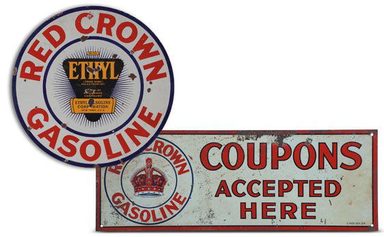 Two Red Crown Signs