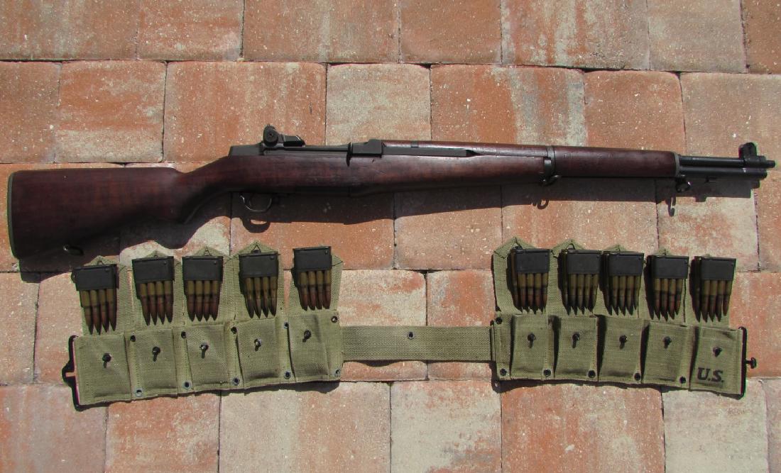 US WWII M1 GARAND 30 CAL RIFLE H&R AMMO CLIPS BELT