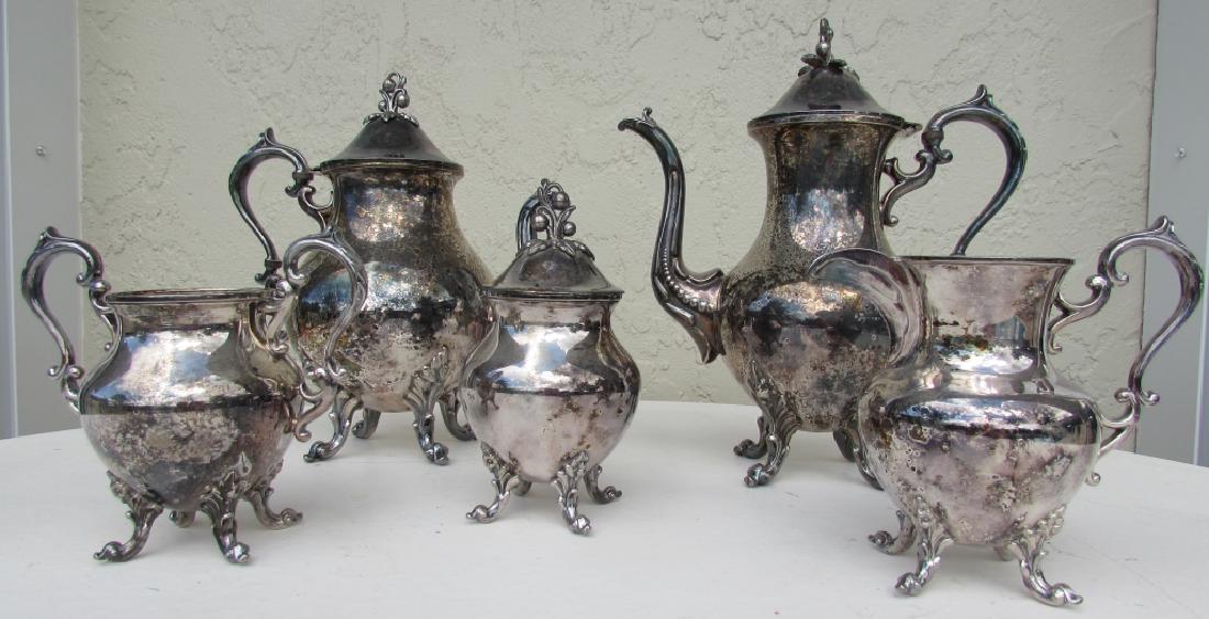 6 PIECE GOLDFEDER SILVER CO. COFFEE TEA POT SET