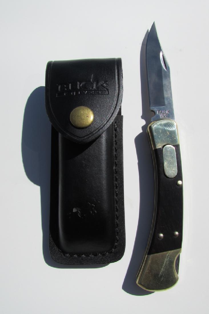 BUCK 110 SWITCHBLADE KNIFE & LEATHER SHEATH