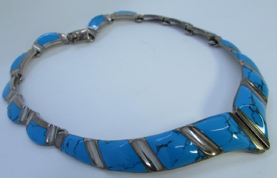 Taxco Mexico Turquoise Necklace Sterling Silver
