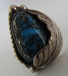 Tjc Turquoise Ring Sterling Silver Squash Blossom