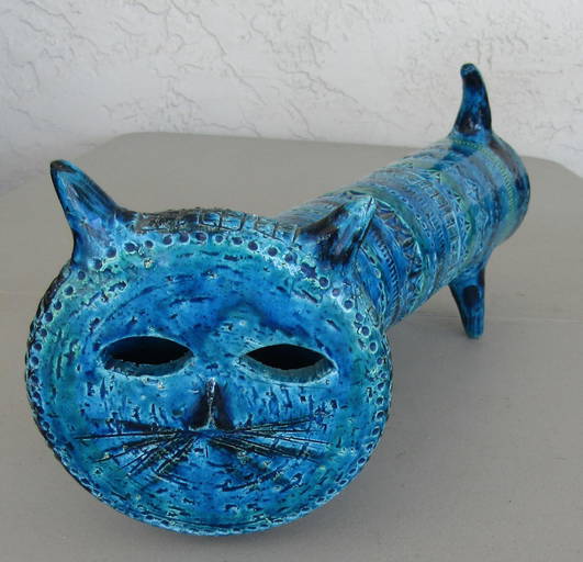 Aldo Londi Rimini Blue Ceramic Bitossi Cat Italy