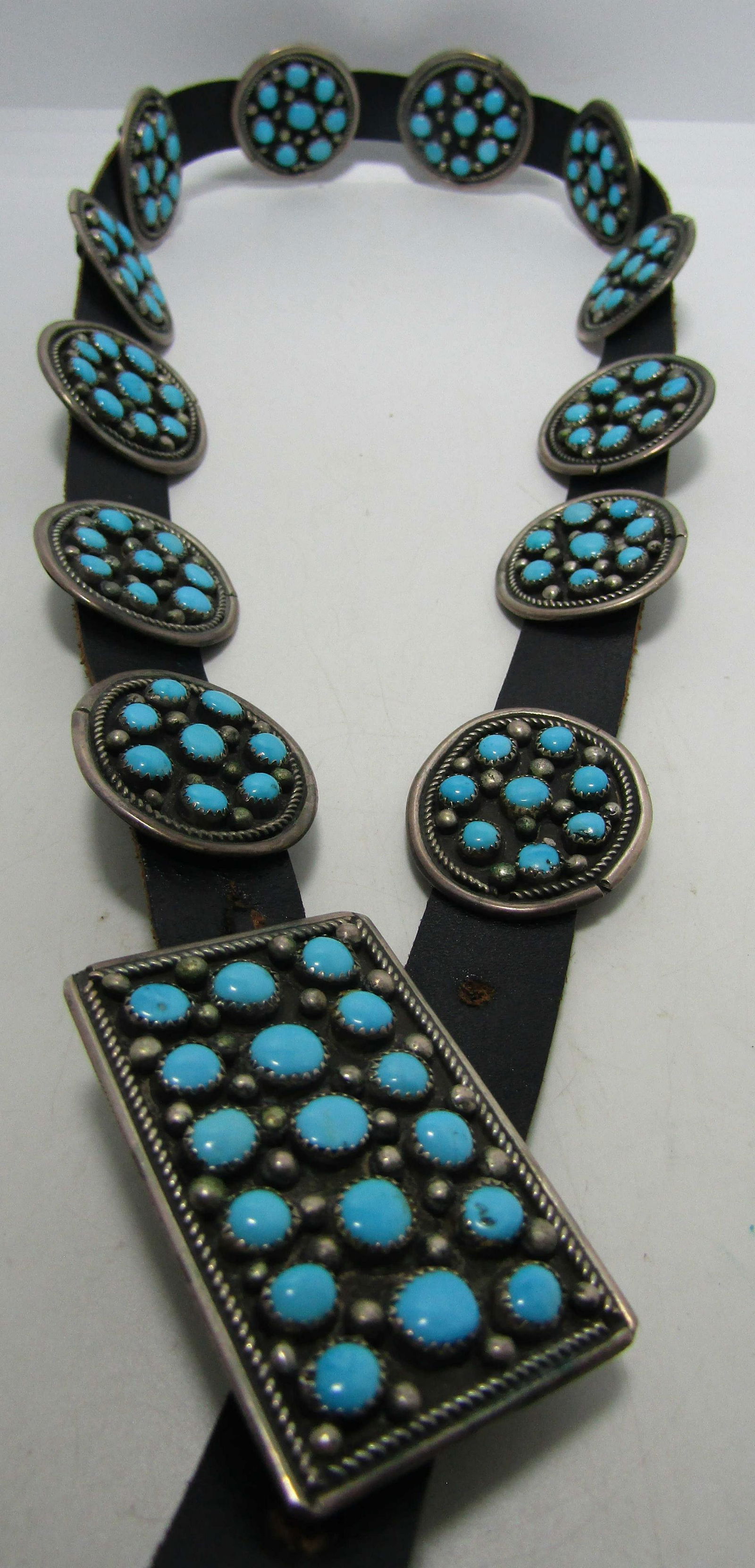 TURQUOISE CLUSTER 12 CONCHO BELT & BUCKLE STERLING (#0439) on Jan 22 ...