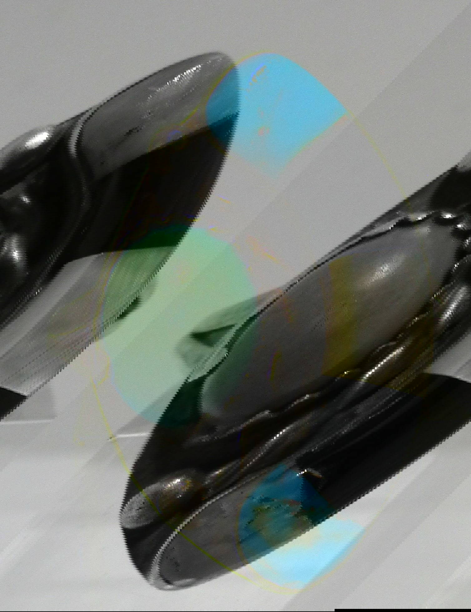 Old Pawn Turquoise Ring Sterling Silver Inlay Auction