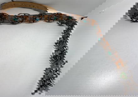 Old Pawn Leather, Sterling And Turquoise Concho Concha Belt