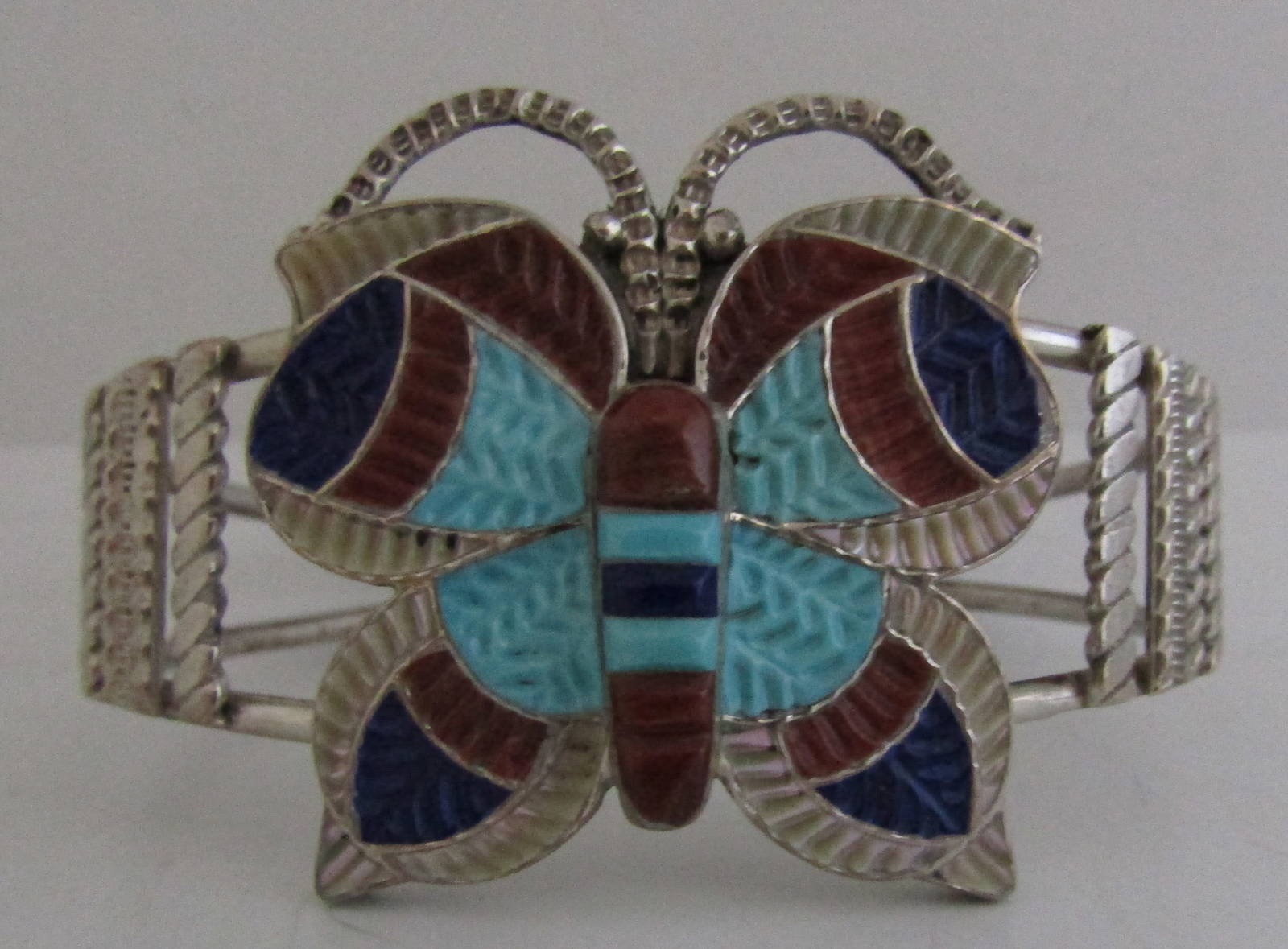 Quam Turquoise Butterfly Cuff Bracelet Sterling Auction