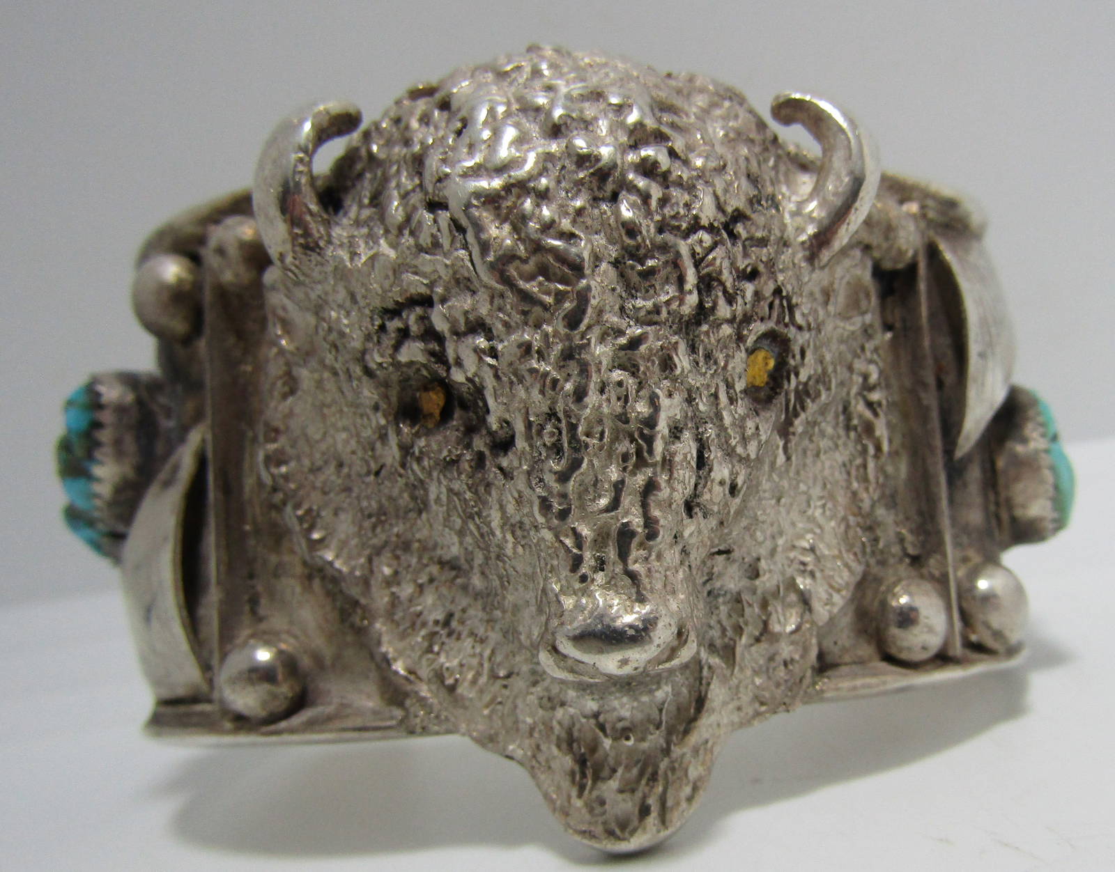 Bison Cuff Bracelet Sterling Silver 22k Gold Auction