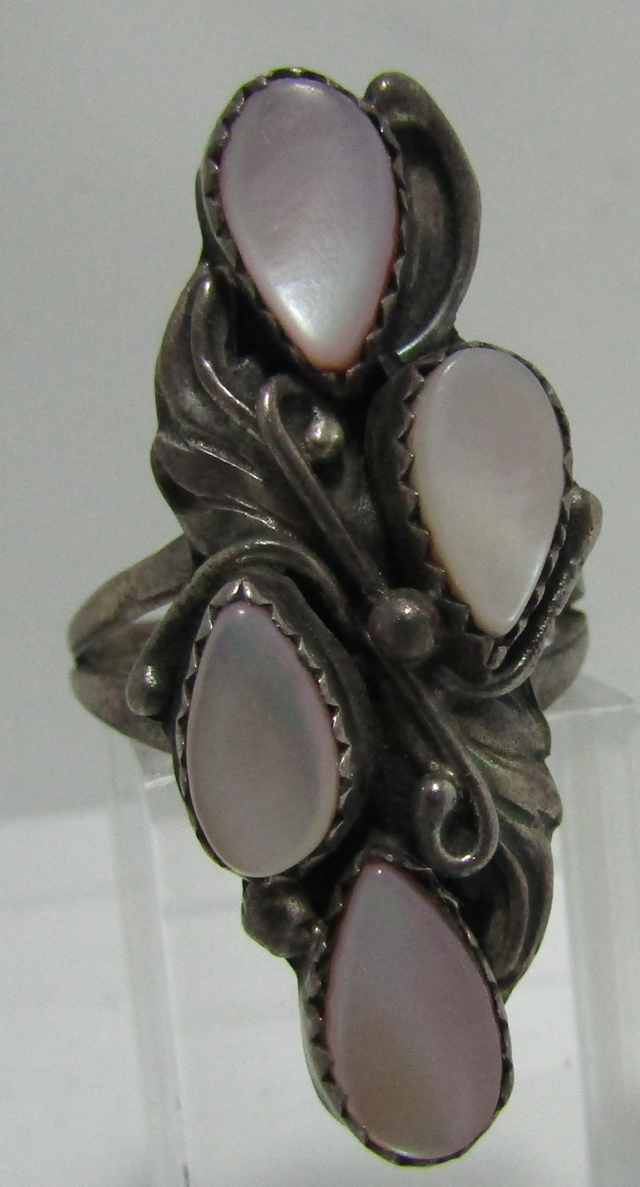 "lw" Mother Of Pearl Shell Ring Sterling Silver Auction