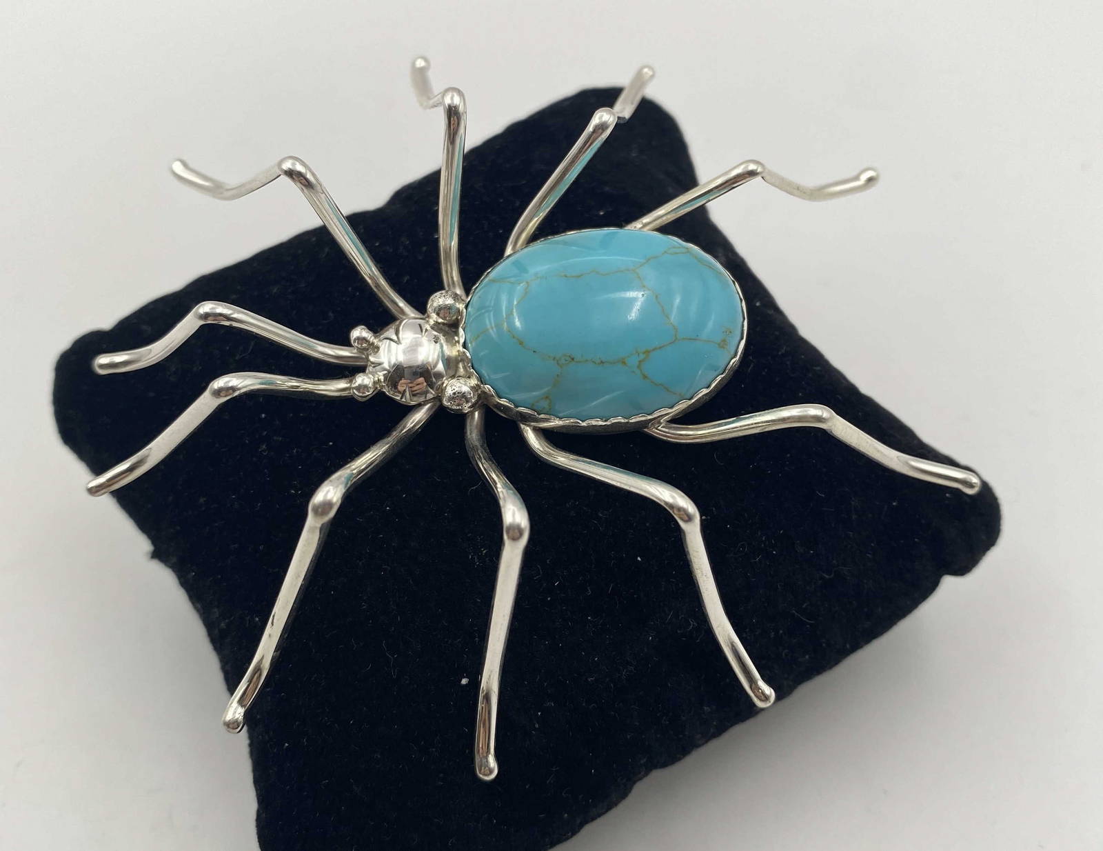 3"x3" Navajo Sterling Turquoise Bug Spider Pin Auction